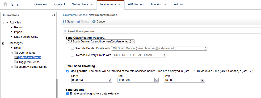 Throttling Your Email In Marketing Cloud University Of Colorado 